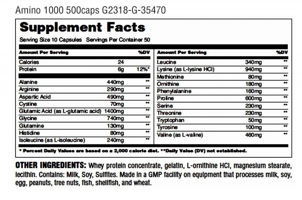 Amino 1000 · 500 Caplets Universal - Naturnet Colombia